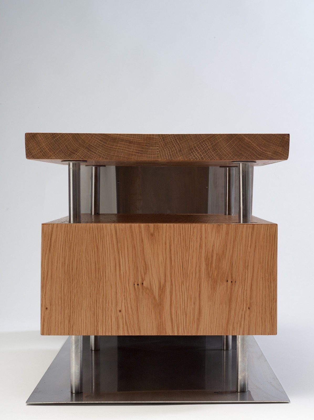 Oak Steel TV Media Stand - James Archer Furniture